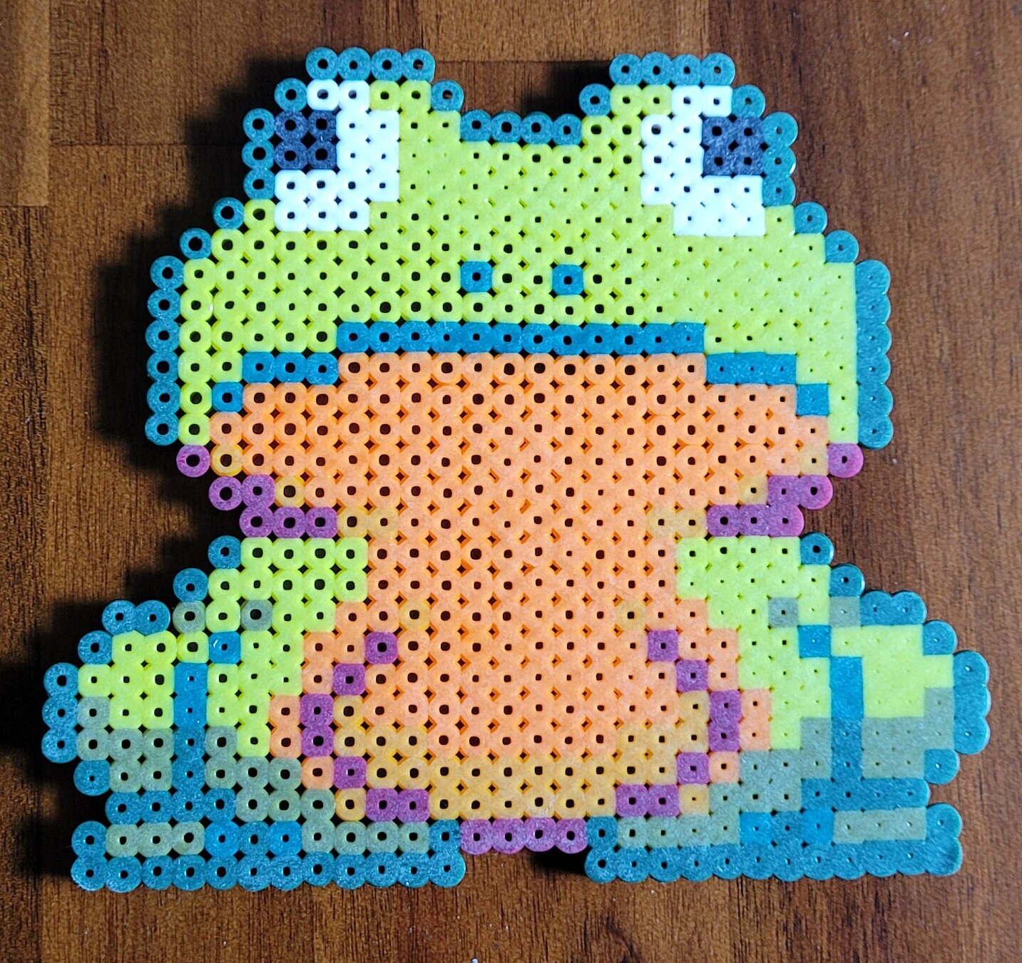 Green and Orange Frog Perler Beads in Shadowbox With Glass - Etsy