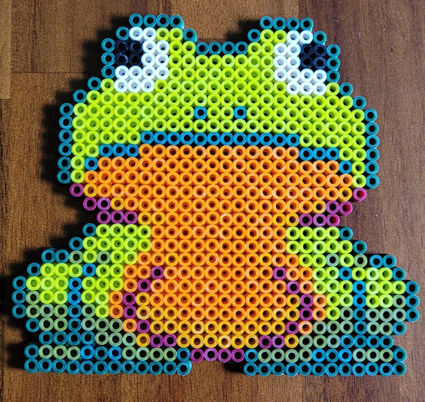 Green and Orange Frog Perler Beads in Shadowbox With Glass - Etsy