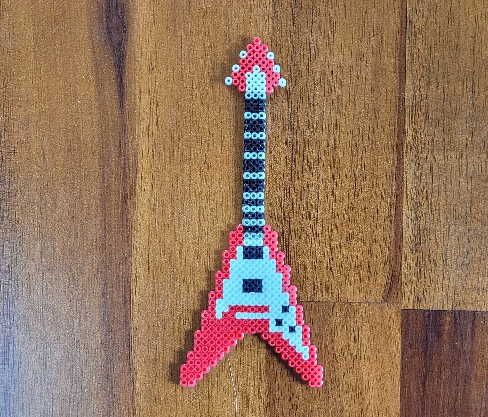 Red Flying V Guitar Made Out of Mini Perler Beads - Etsy