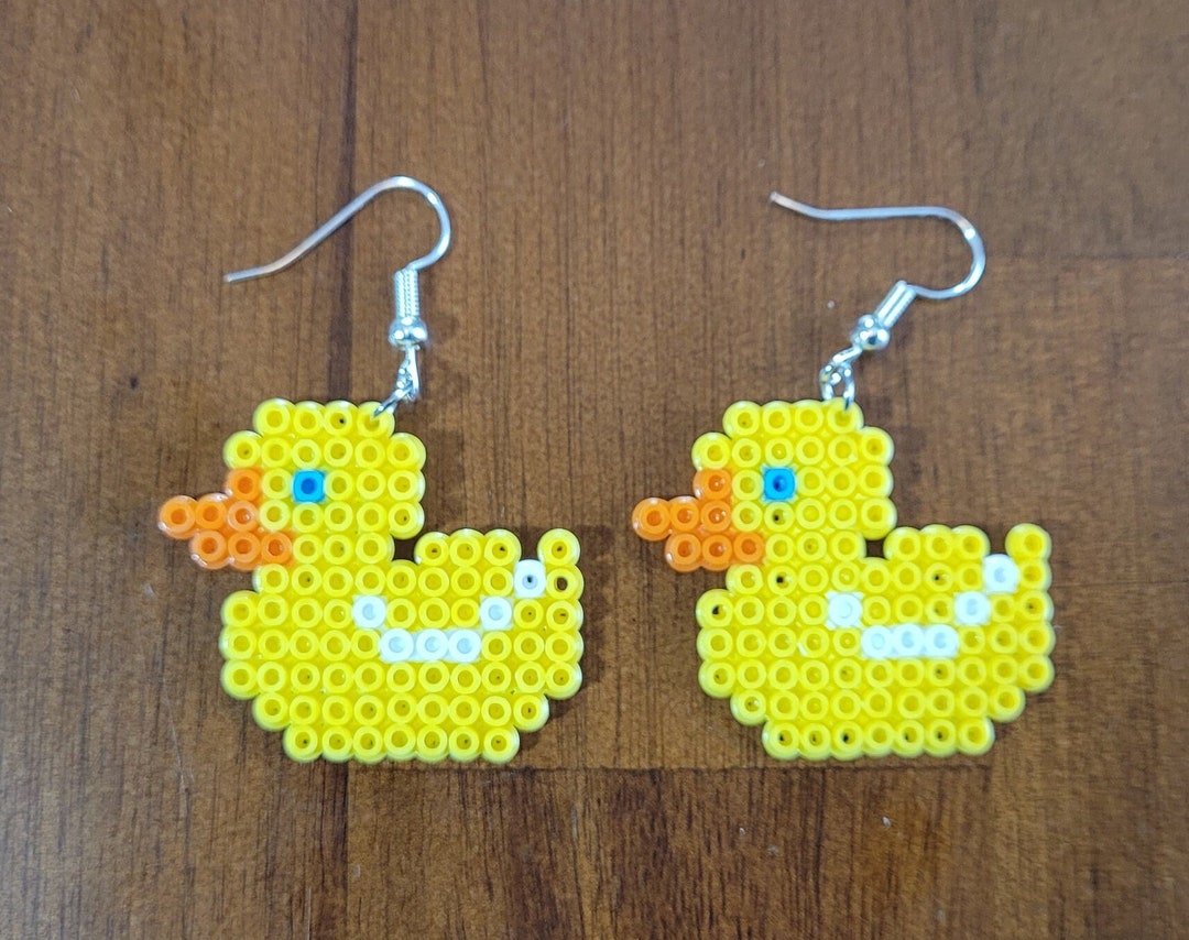 Baby Duck Mini Perler Bead Earrings - Etsy
