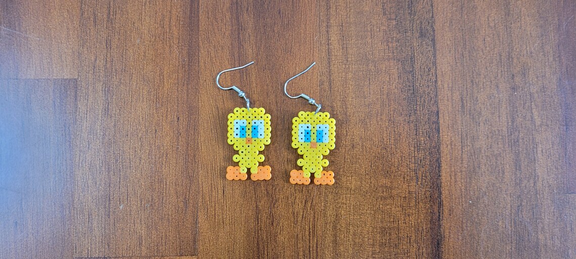 Tweety Bird Earings Mini Perler Beads - Etsy