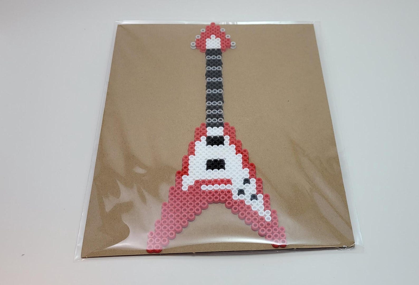 Red Flying V Guitar Made Out of Perler Beads - Etsy