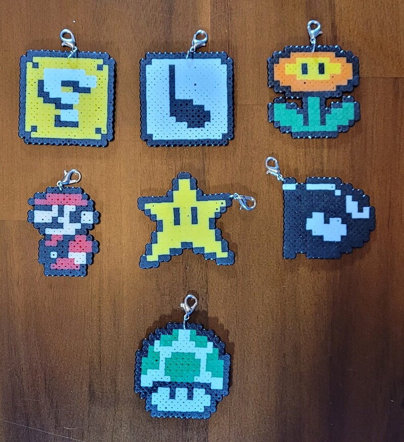 Mario Star Mini Perler Beads Keychain/pendant - Etsy