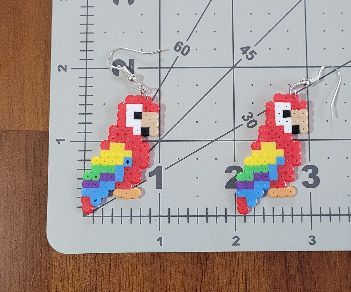 Parrot Mini Perler Bead Earrings - Etsy
