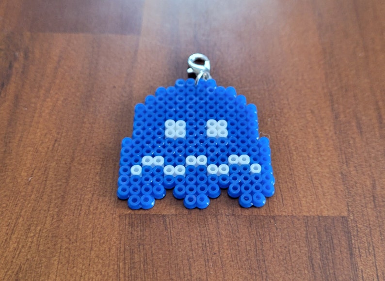 Pac Man Blue Ghost Mini Perler Beads Keychain/pendant - Etsy
