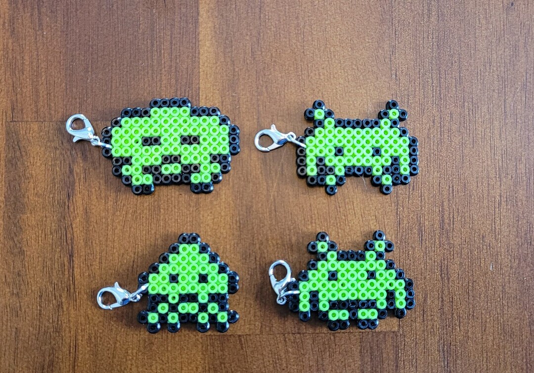Space Invaders Set of 4 Mini Perler Beads Keychain/pendant - Etsy