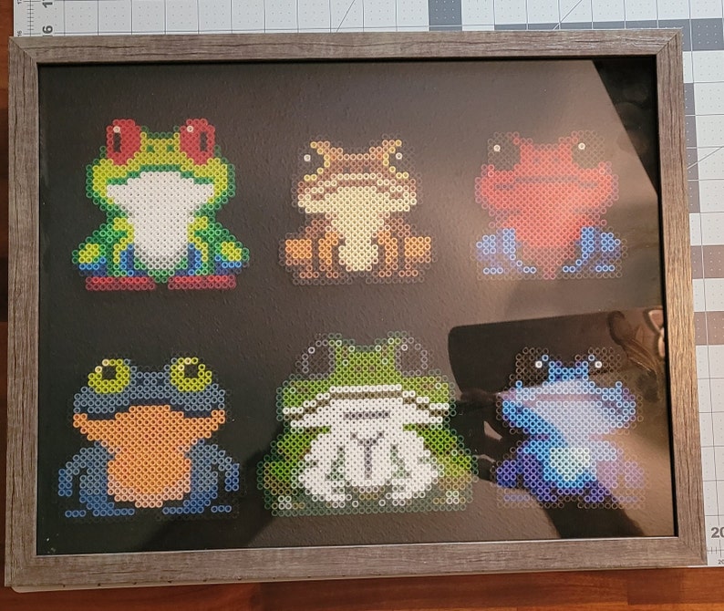 Box of Perler Bead Frogs Framed in Gray Shadowbox - Etsy