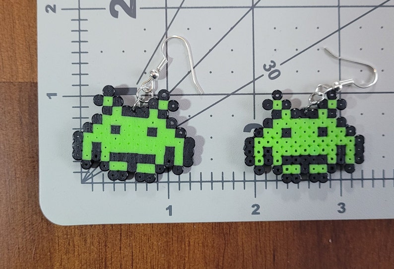 Space Invader Mini Perler Bead Earrings - Etsy