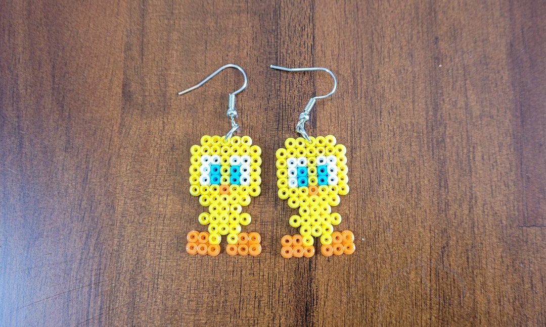 Tweety Bird Earings Mini Perler Beads - Etsy