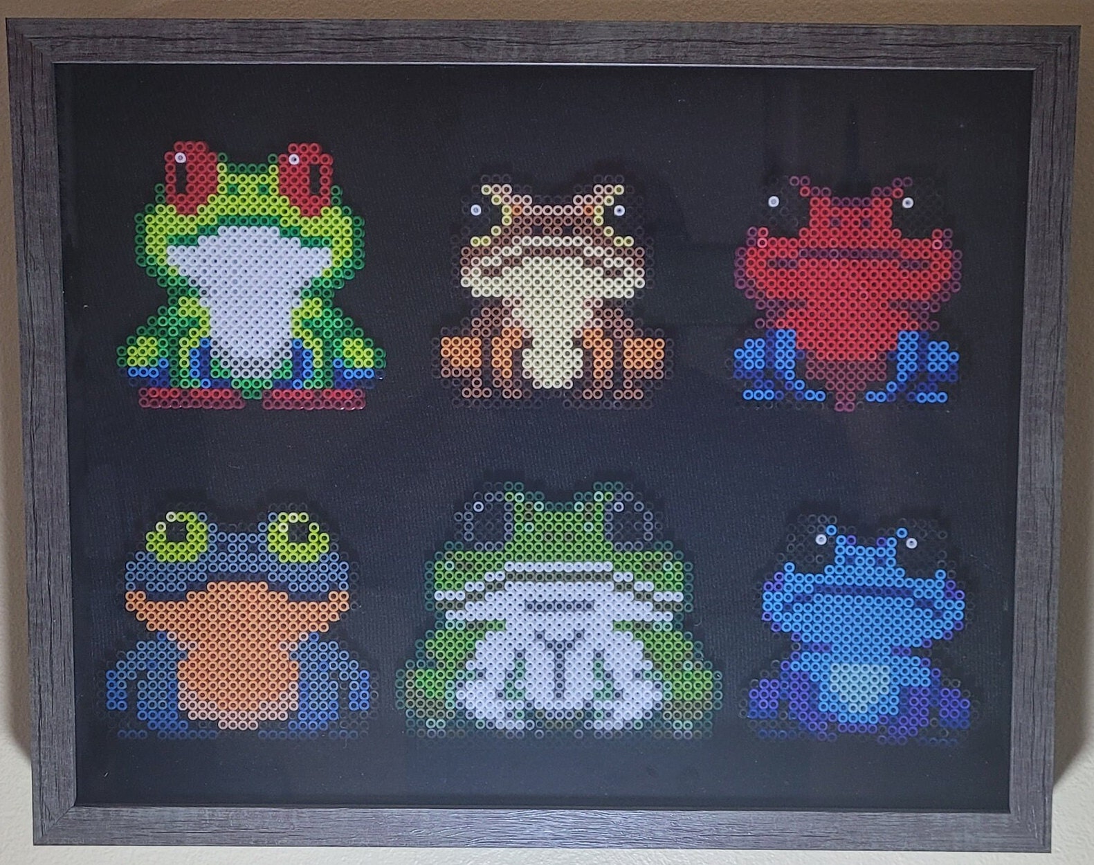 Box of Perler Bead Frogs Framed in Gray Shadowbox - Etsy