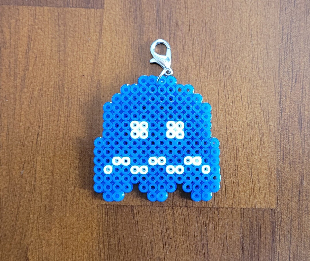 Pac Man Blue Ghost Mini Perler Beads Keychain/pendant - Etsy