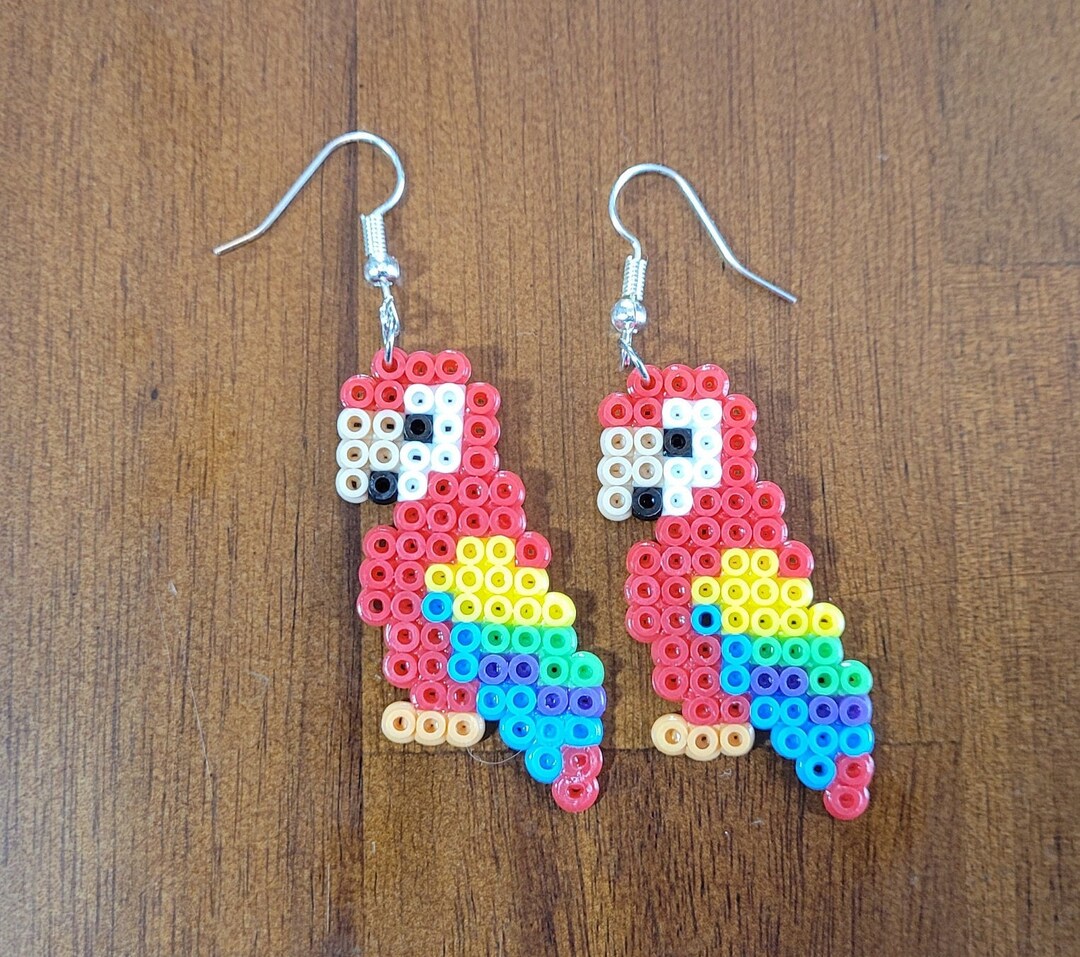Parrot Mini Perler Bead Earrings - Etsy