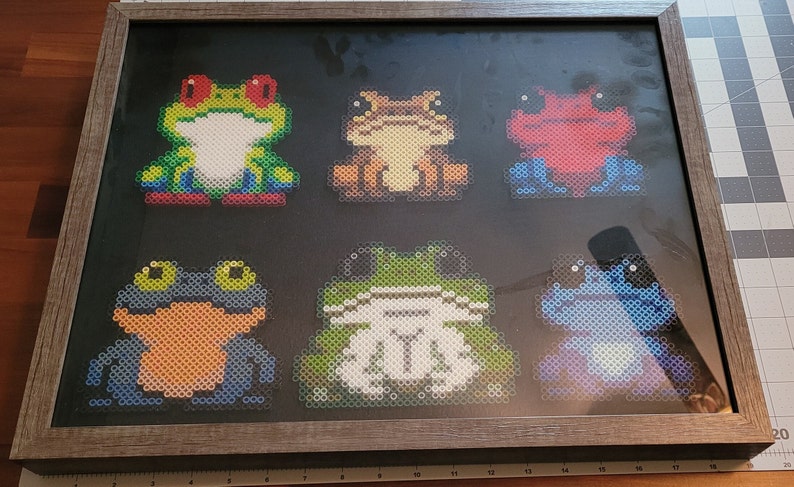 Box of Perler Bead Frogs Framed in Gray Shadowbox - Etsy