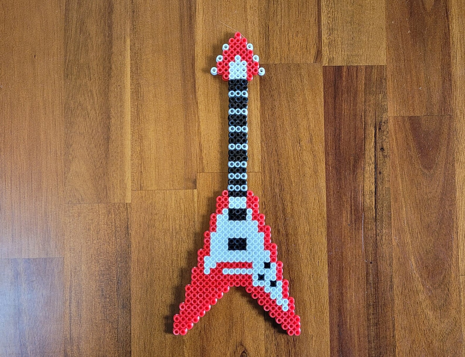 Red Flying V Guitar Made Out of Perler Beads - Etsy