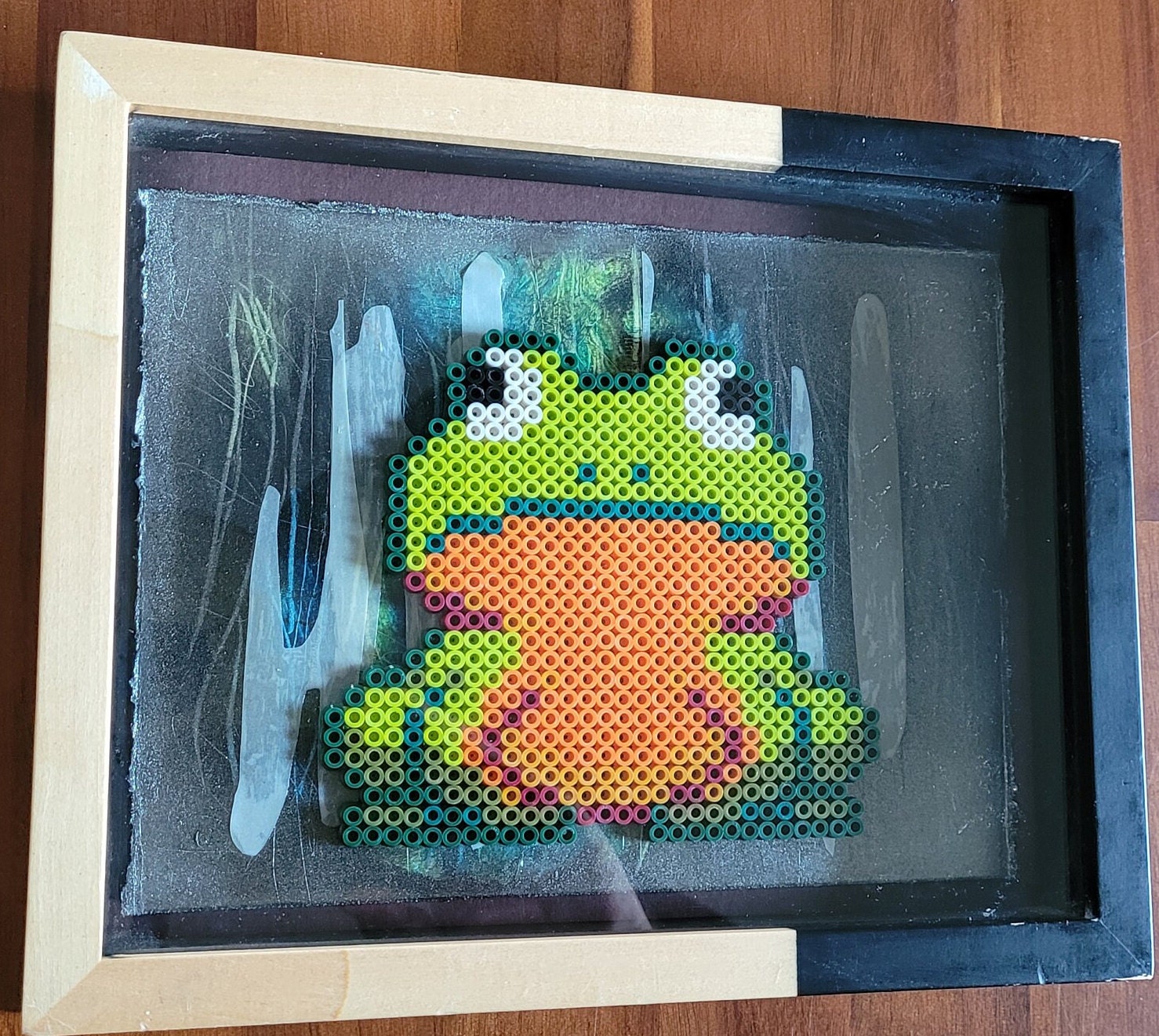 Green and Orange Frog Perler Beads in Shadowbox With Glass - Etsy
