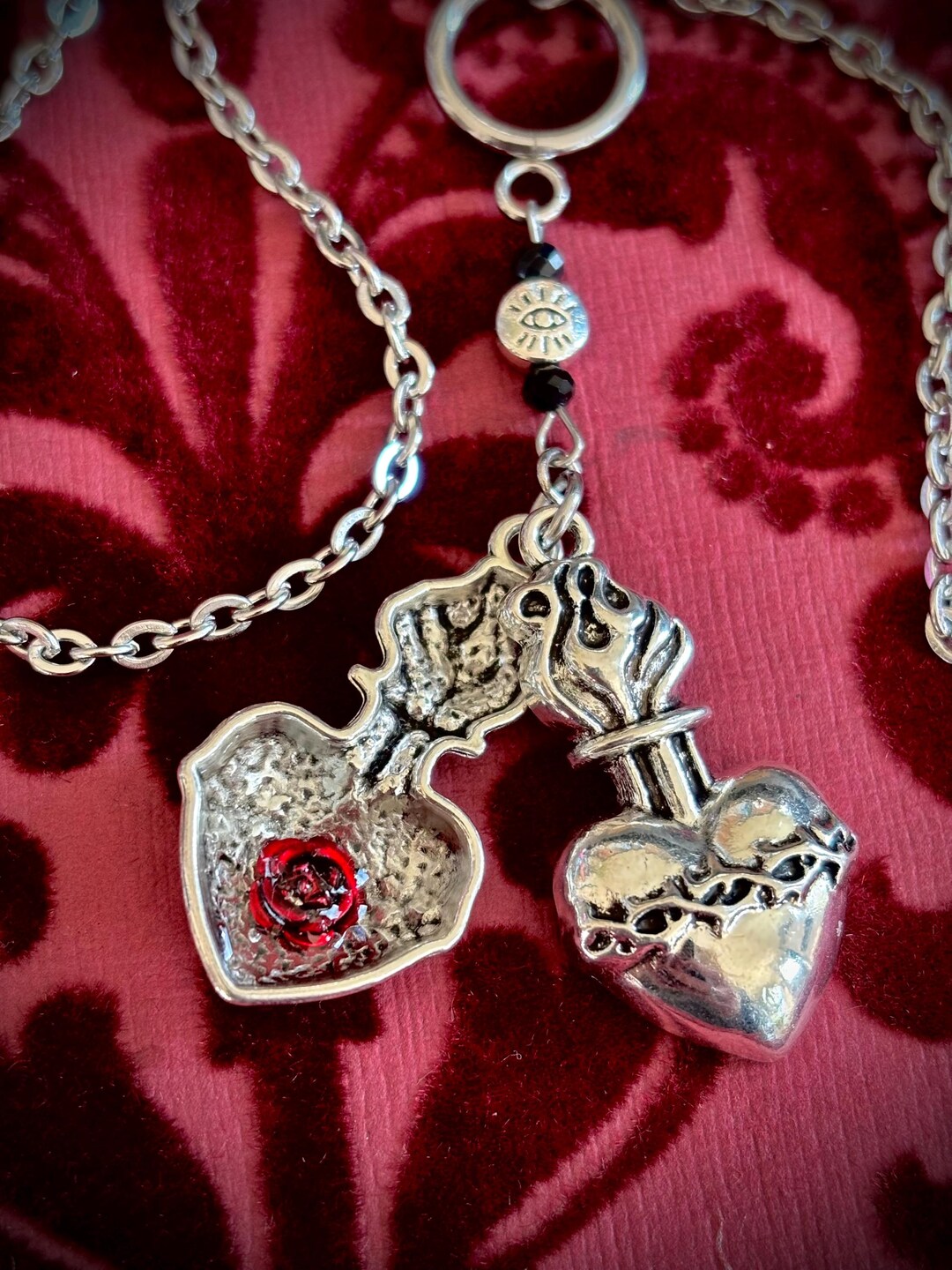 Sacred Heart Hidden Rose Necklace - Etsy
