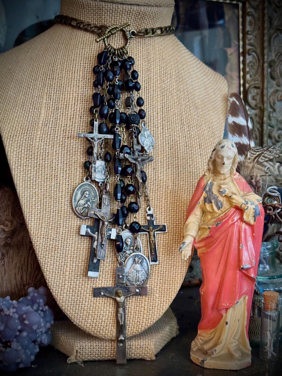 Holy Roller. Upcycled Vintage Crucifix and Catholic Medal Rosary ...