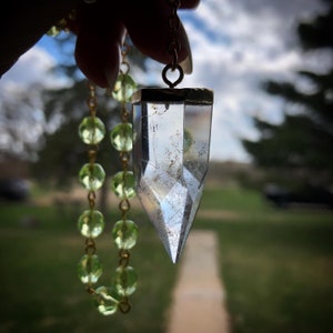 Goblin Goddess - Uranium Glass Rosary With a Quartz Crystal Spike ...