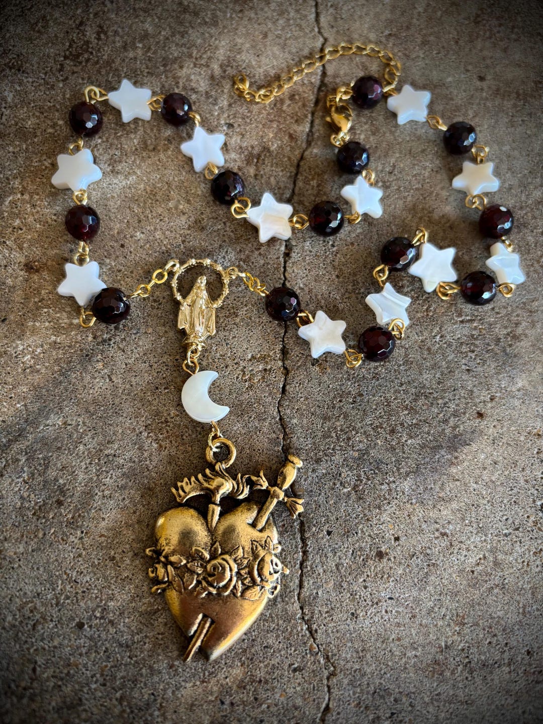 Revelation: Star Crown of Mary Garnet or Uranium Necklace - Etsy