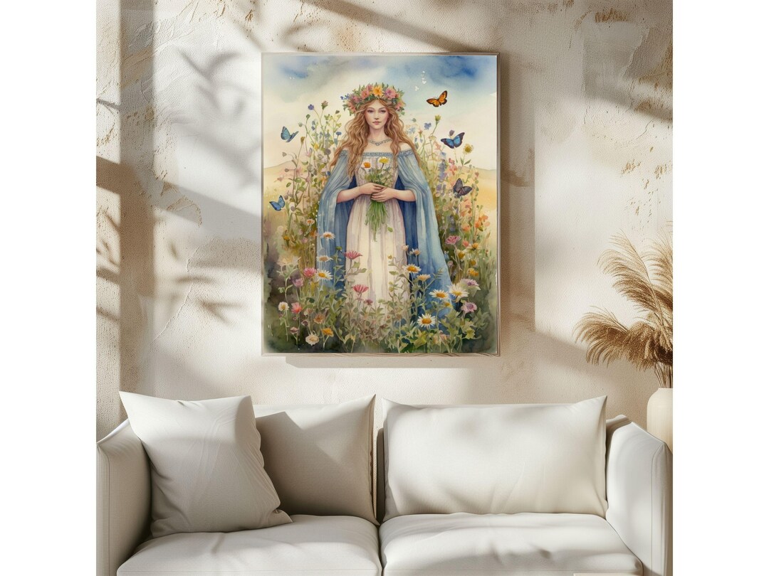 Printed Blodeuwedd Lady of the Flowers Art Print 3 • Celtic Goddess ...