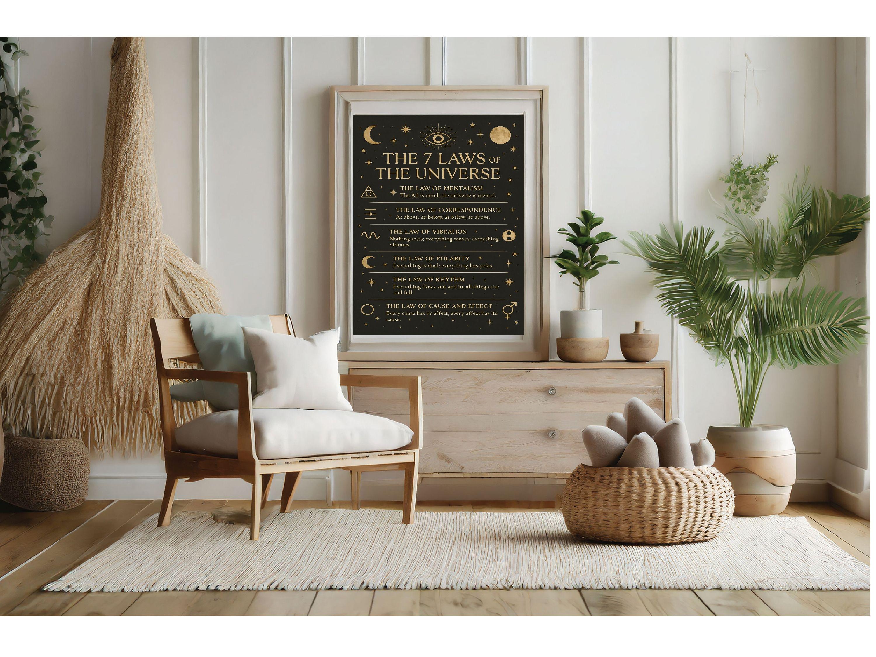 Metaphysical Poster "7 Laws of the Universe" Spiritual Wall Art Poster ...
