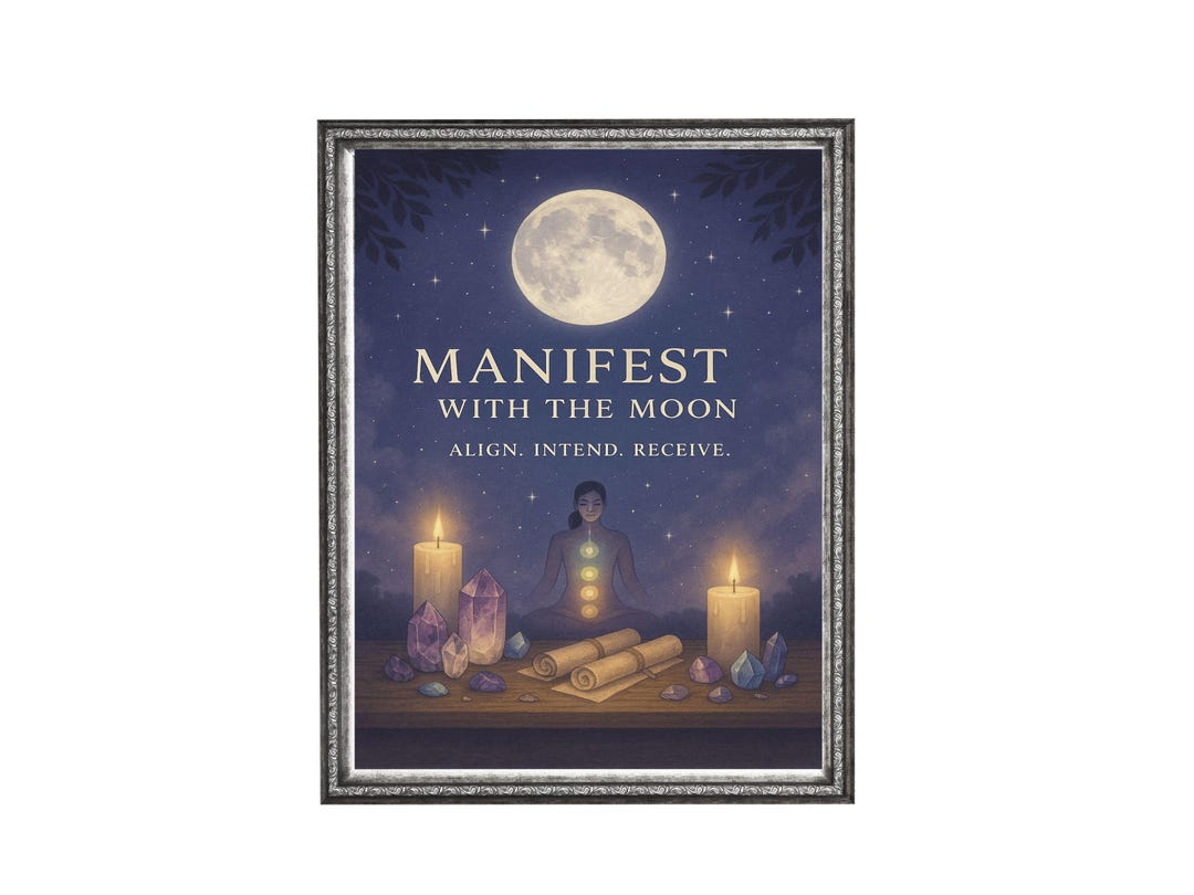 Metaphysical Poster "manifest With the Moon" Spiritual Wall Art Poster ...