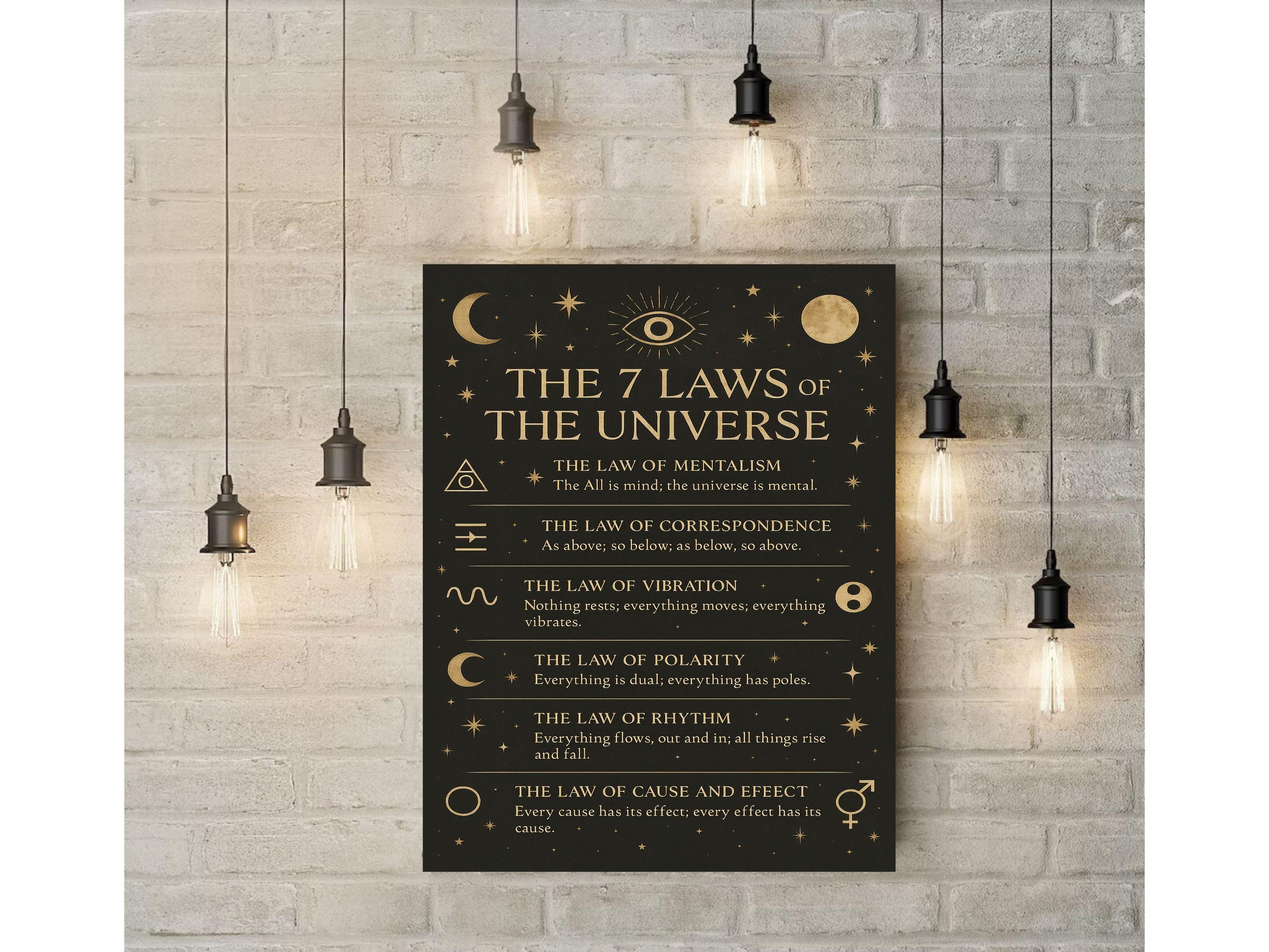 Metaphysical Poster "7 Laws of the Universe" Spiritual Wall Art Poster ...