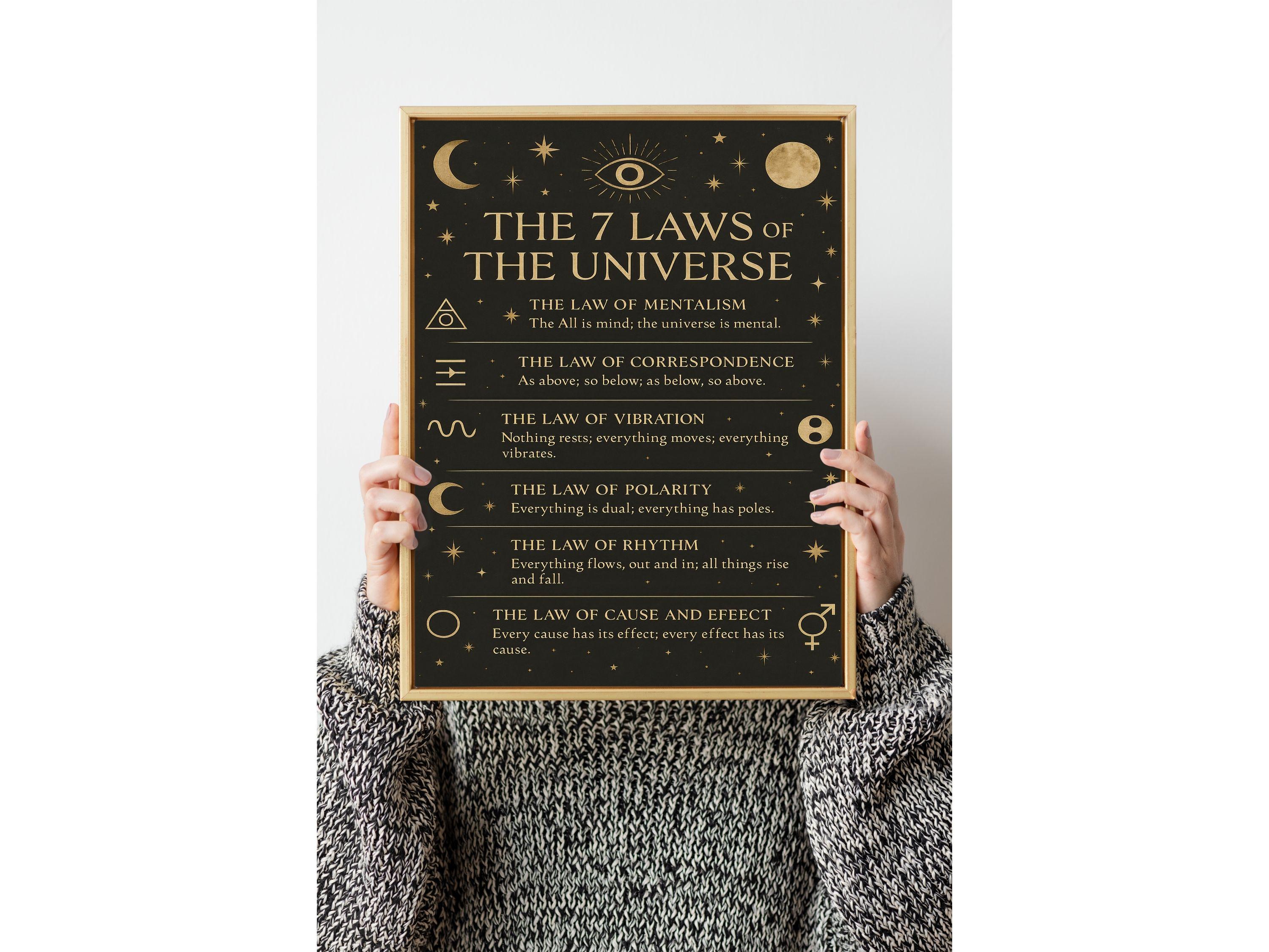 Metaphysical Poster "7 Laws of the Universe" Spiritual Wall Art Poster ...