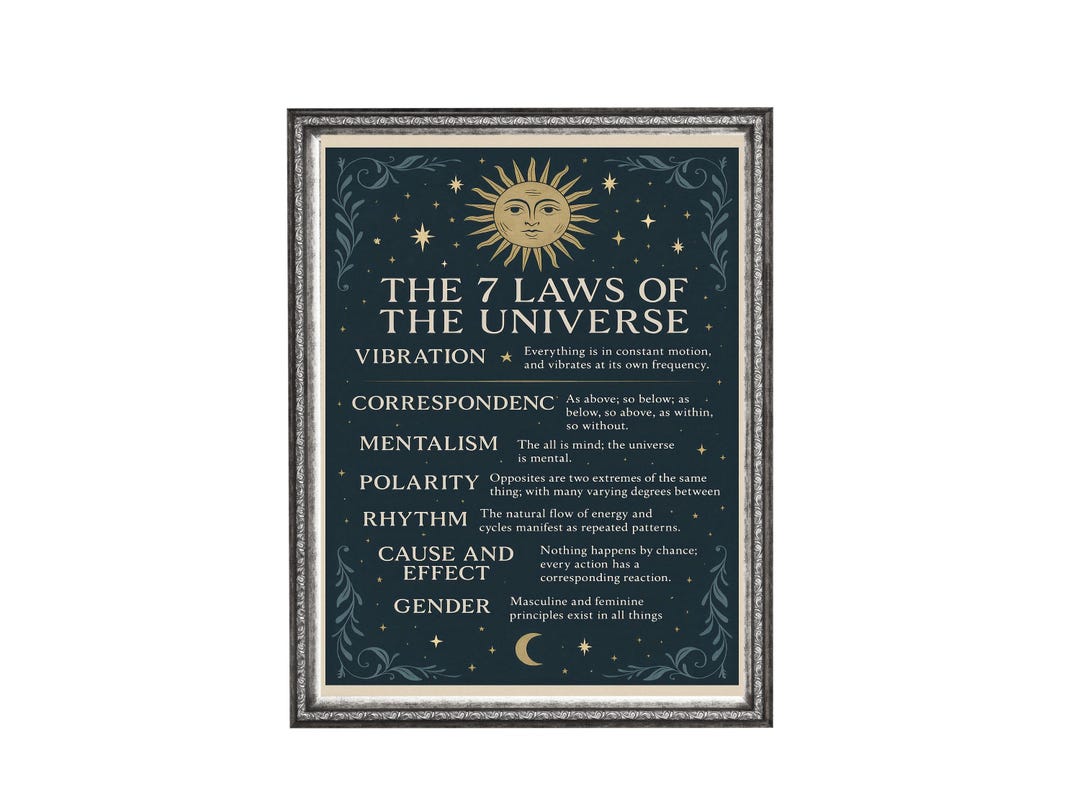 Metaphysical Poster "7 Laws of the Universe 2" Spiritual Wall Art ...