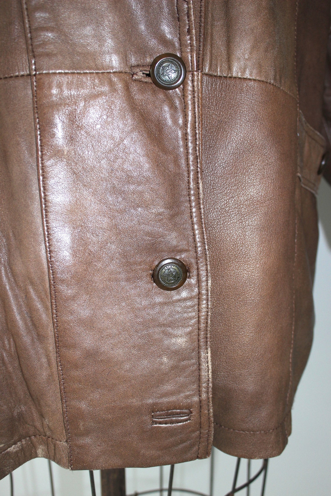 80's Vintage Echtes Leder Brown Leather Jacket 51 | Etsy
