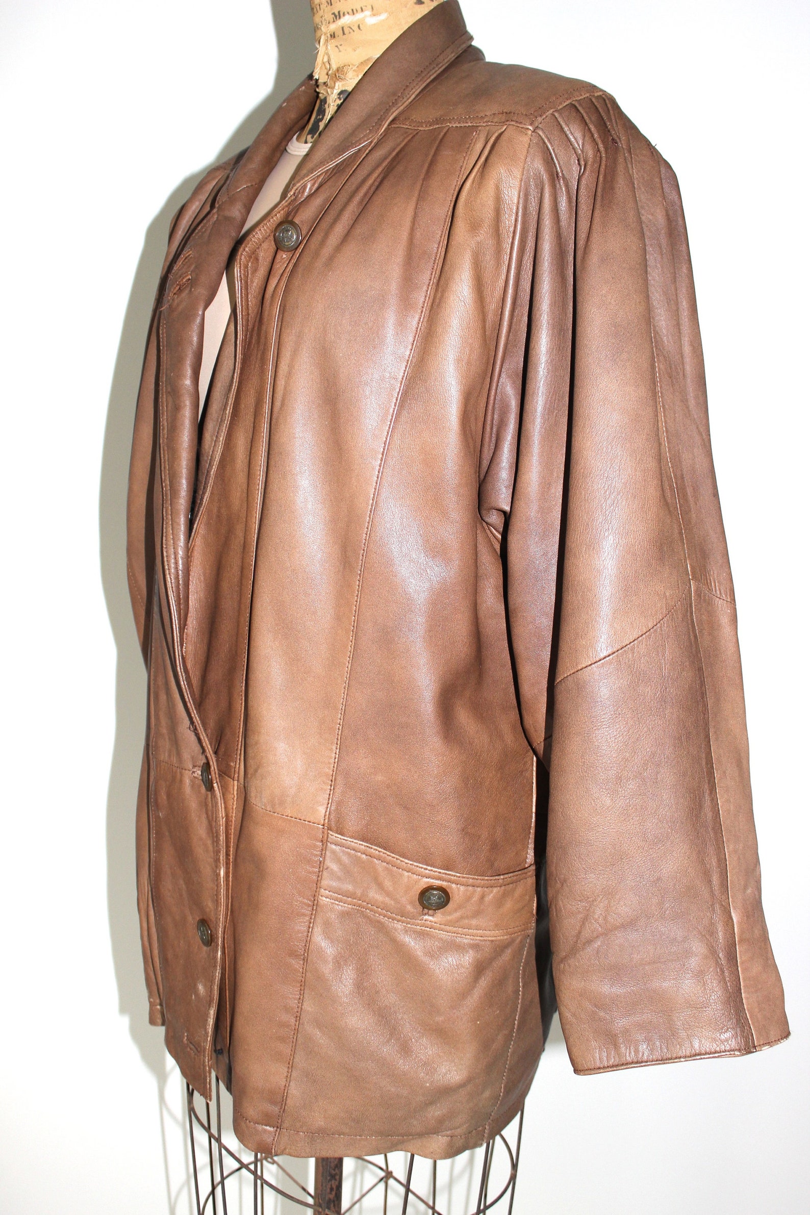 80's Vintage Echtes Leder Brown Leather Jacket 51 | Etsy