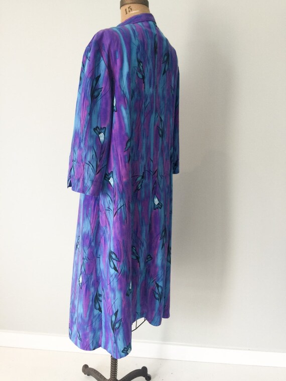 70s Long Floaty Dress, Vintage, 1970s Purple Blue Dre… - Gem