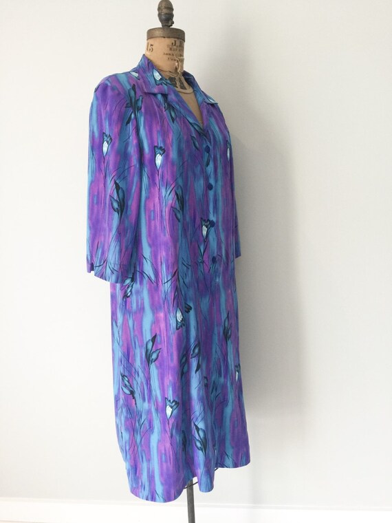 70s Long Floaty Dress, Vintage, 1970s Purple Blue Dre… - Gem