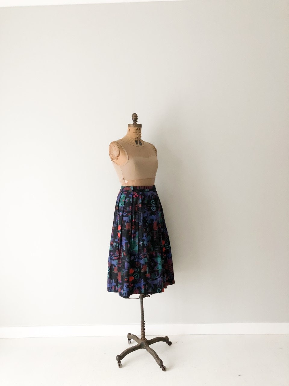 Aztec Skirt Full Pleat Cotton Skirt Pleated Skirt High | Etsy