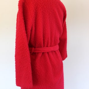 Fuzzy Elmo Vintage Robe, 44" Bust, Red Dressing Gown, Red Winter Robe ...