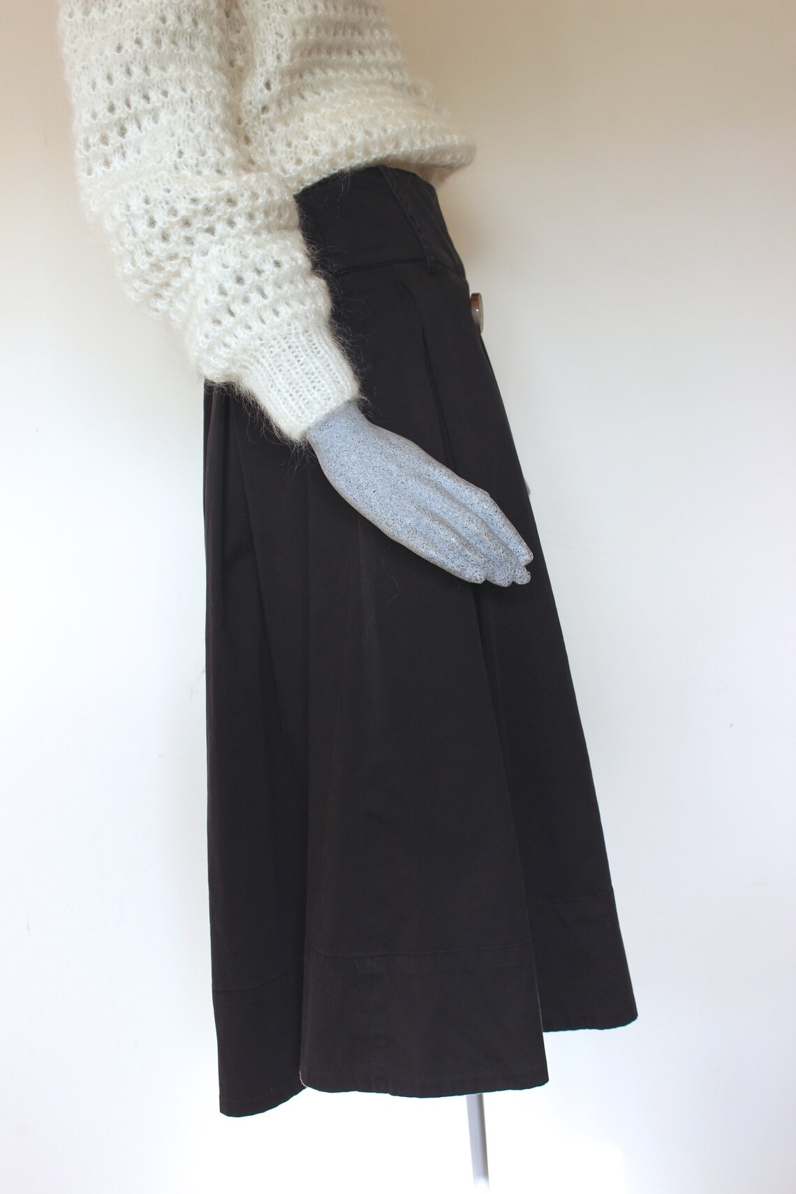 90s High Waisted Black Cotton Skirt 1990s Skirt Vintage - Etsy