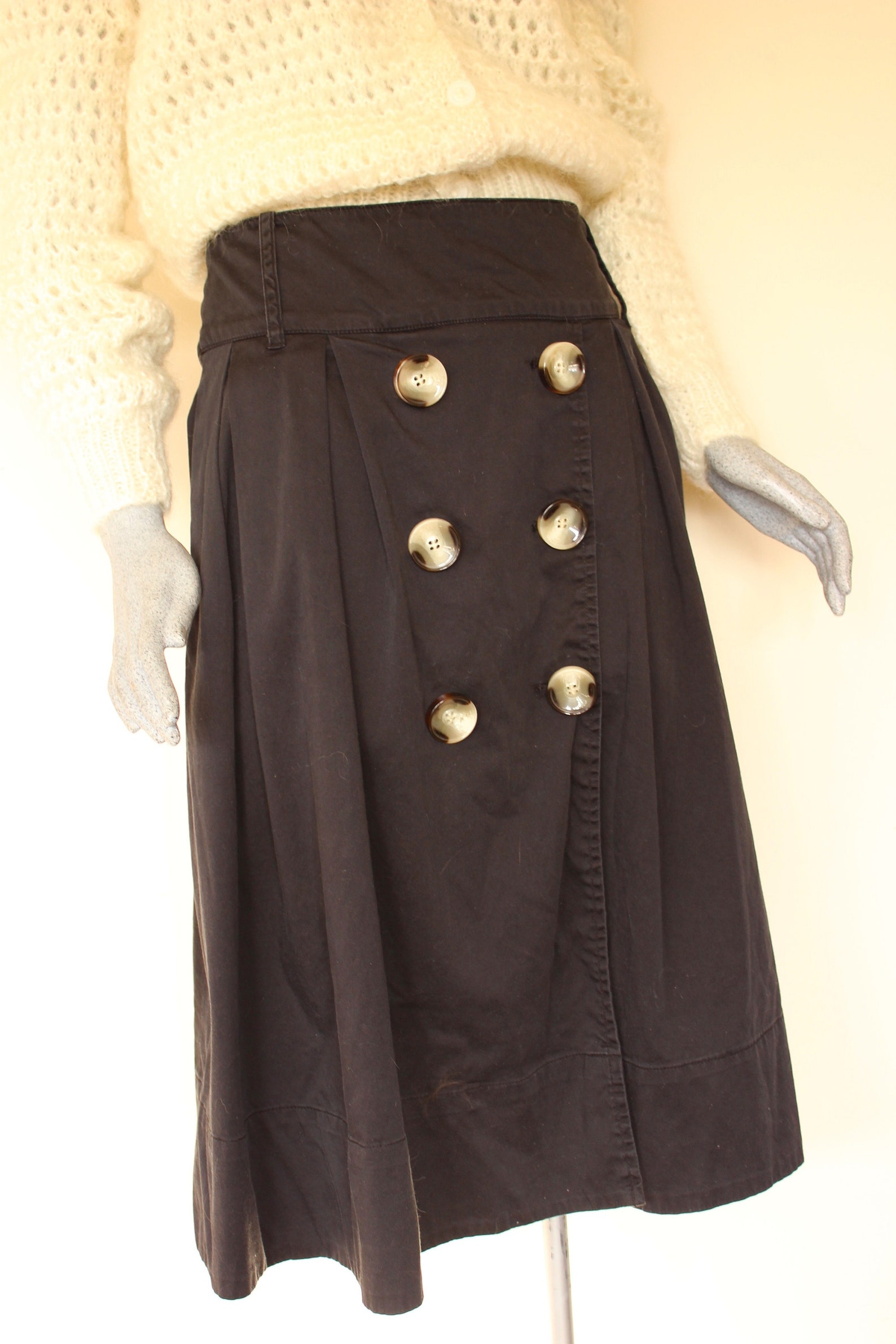 90s High Waisted Black Cotton Skirt 1990s Skirt Vintage - Etsy