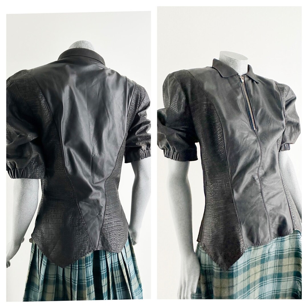 Steampunk 80s Vintage Leathertop, Vintage Leather Fitted Tops ...