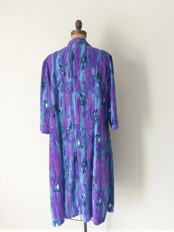70s Long Floaty Dress, Vintage, 1970s Purple Blue Dre… - Gem