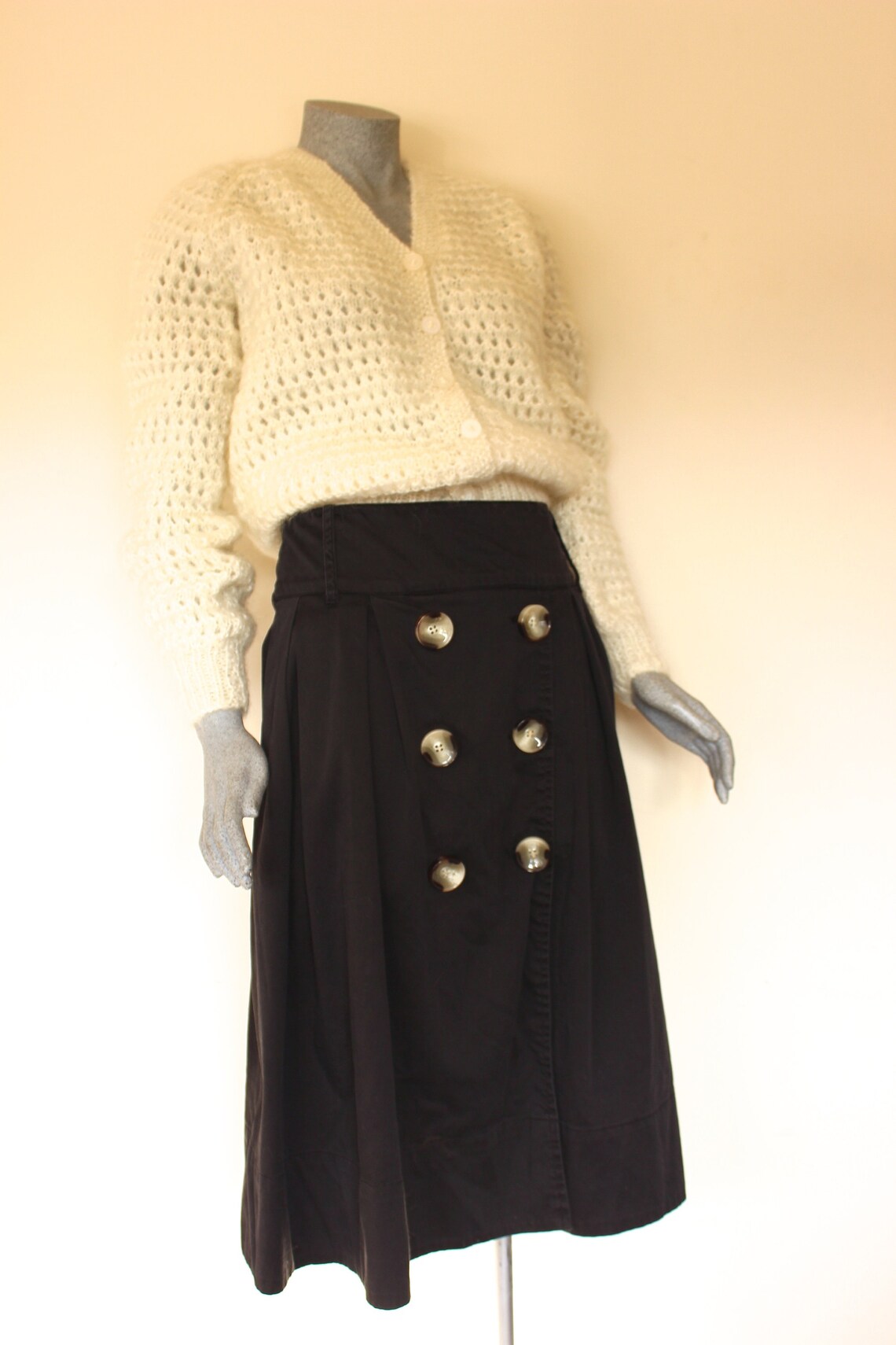 90s High Waisted Black Cotton Skirt 1990s Skirt Vintage - Etsy