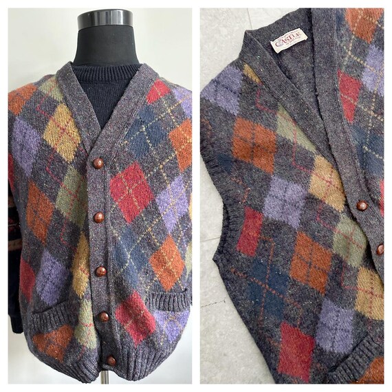 Castle Donegal Tweed Mens Knit Vest, Vintage Wool Ves… - Gem
