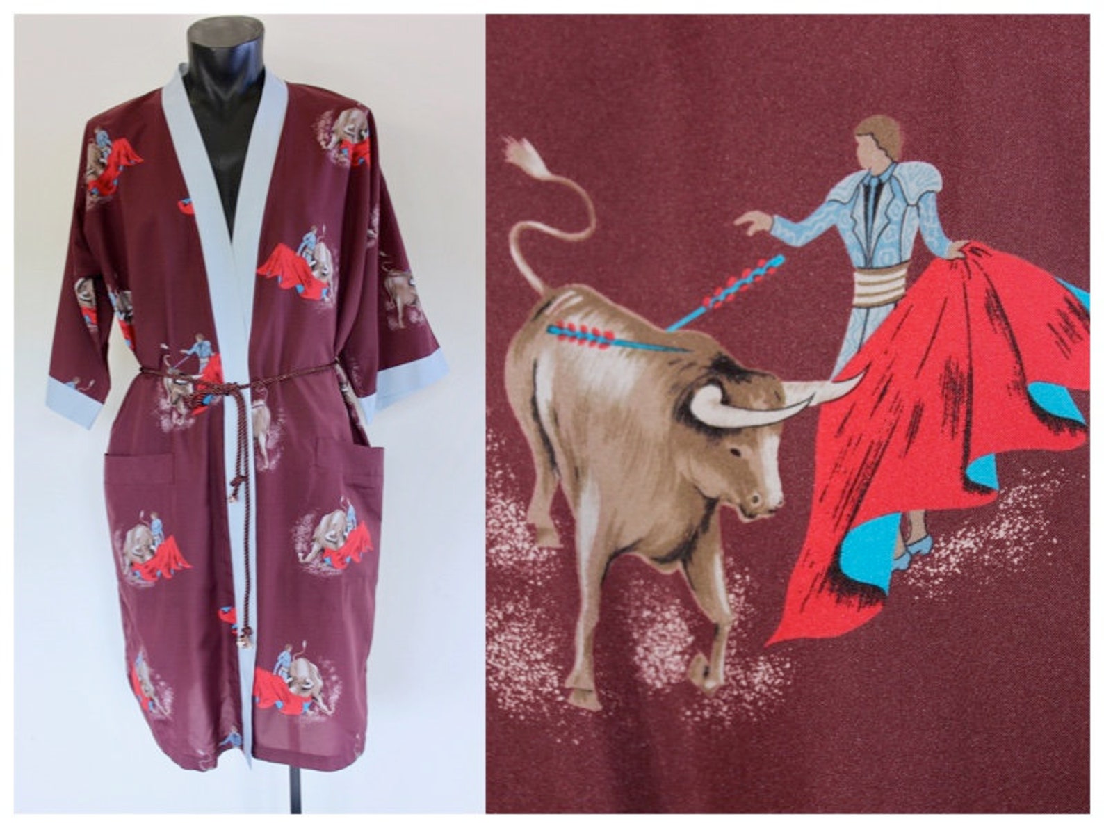 1960s Matador Mens Smoking Robe Travel Robe Dressing Gown | Etsy