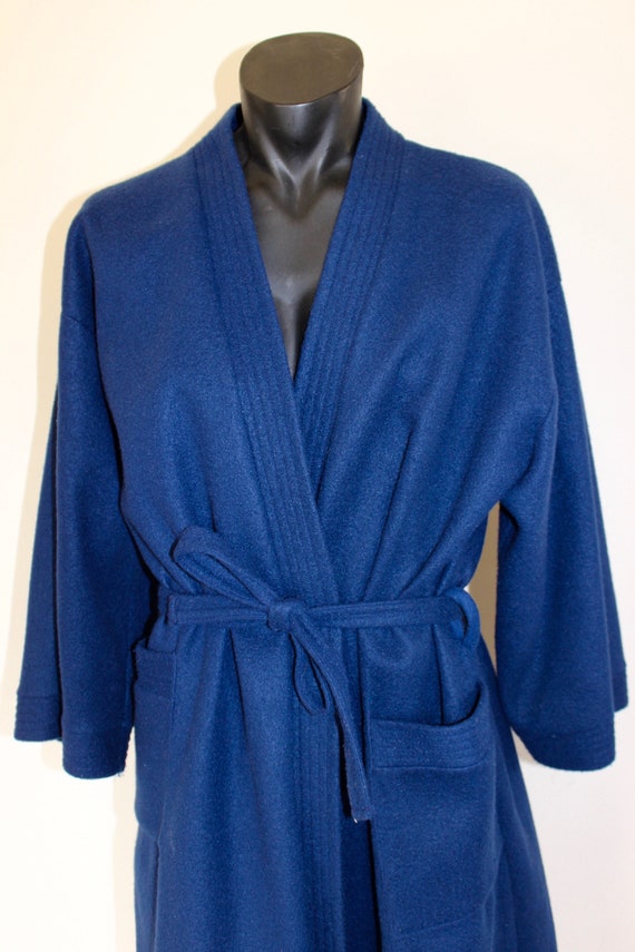 Mens Vintage Fleecy Smoking Robe, Travel Robe, Navy, … - Gem