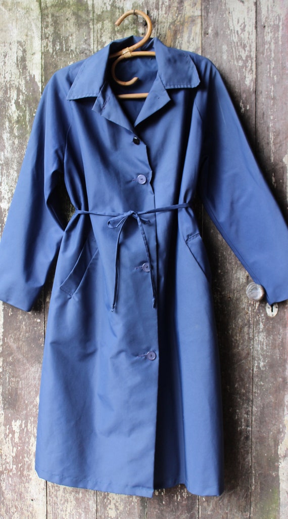 Airforce Blue Raincoat, 1980s, New Zealand Made, Wome… - Gem