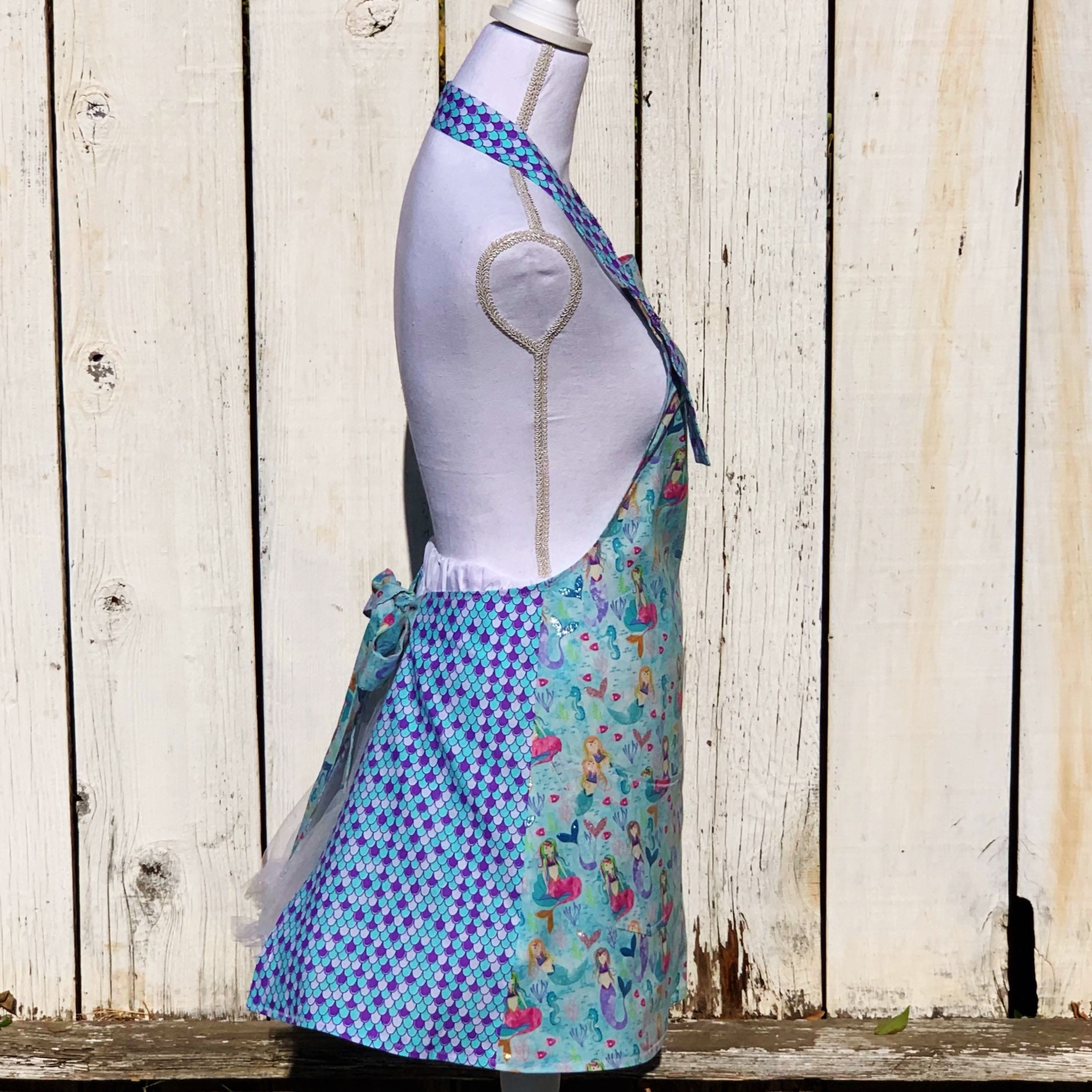 Impresión de sirena de mujer & sirena escalas impresión Apron - azul ...