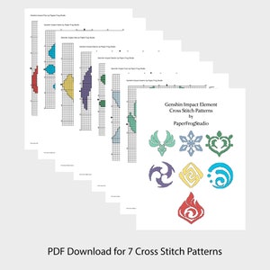 Genshin Impact Elements Cross Stitch Pattern Set PDF | Etsy