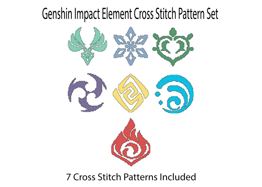 Genshin Impact Elements Cross Stitch Pattern Set PDF - Etsy