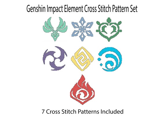 Genshin Impact Elements Cross Stitch Pattern Set PDF | Etsy