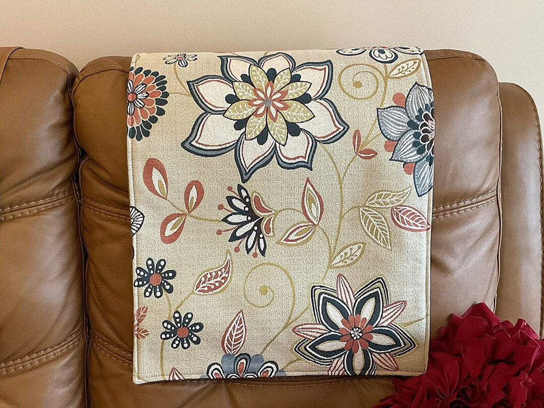 Floral Headrest Cover, Reversible Furniture Protector (17x27) - Etsy