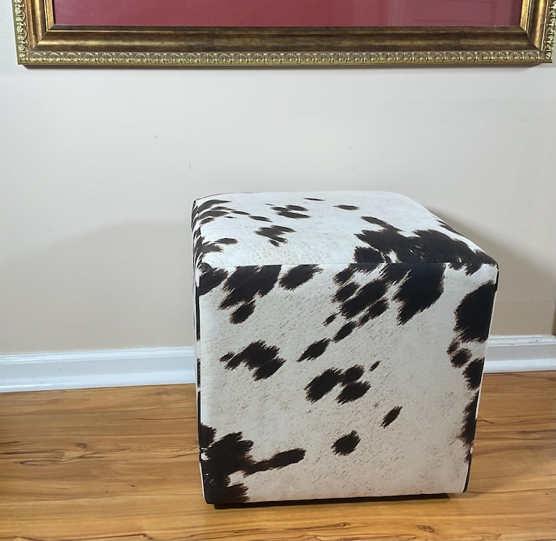 Beautiful Cube Ottoman With “COW” Print. Accent Piece for Any Room.. - Etsy